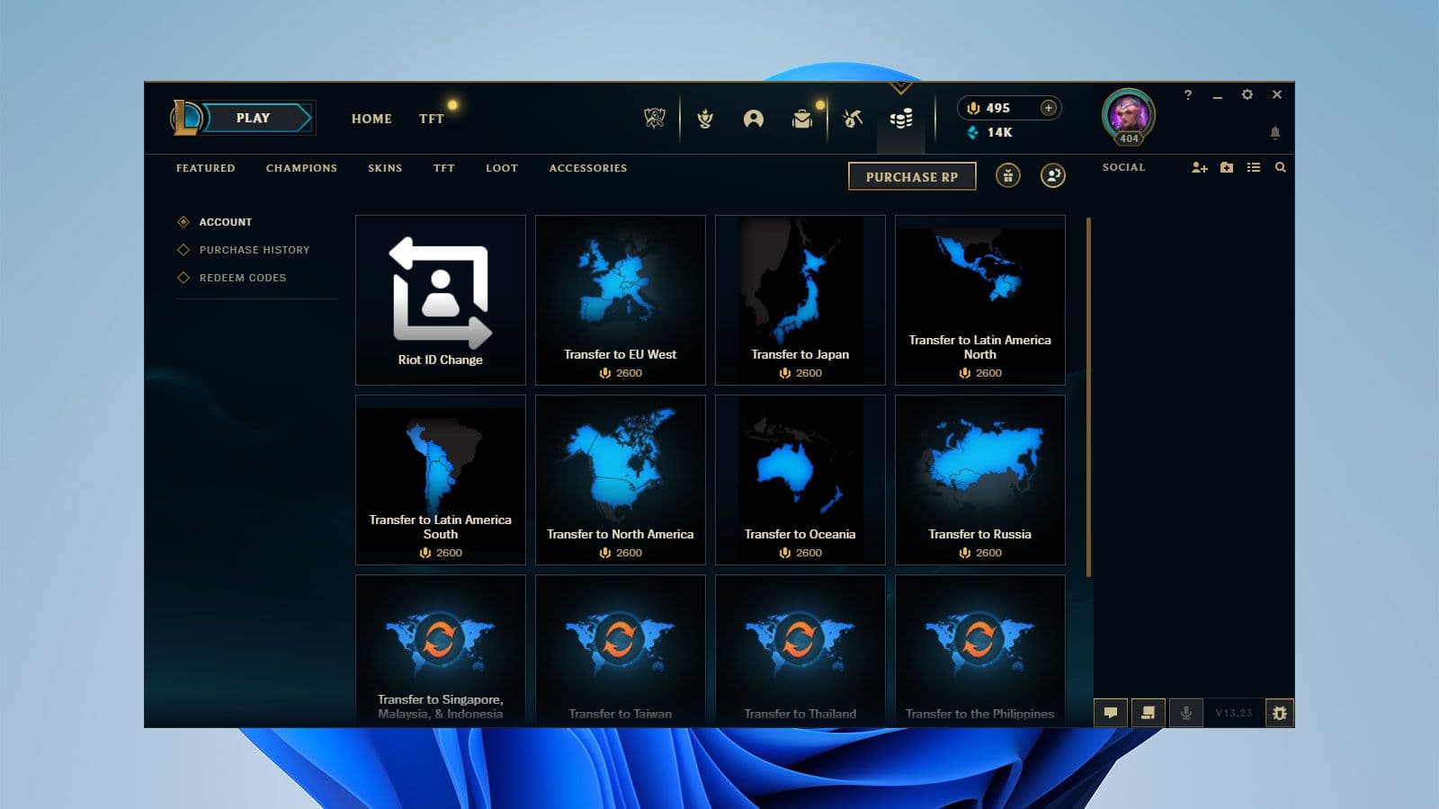 How to change server in League of Legends