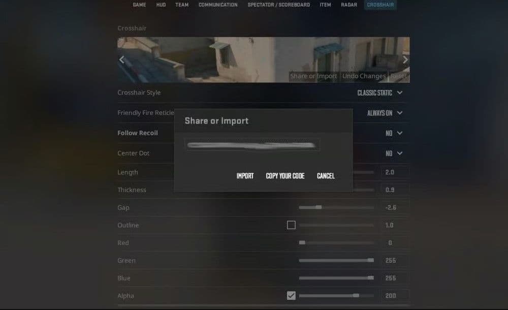 CS2 crosshair codes
