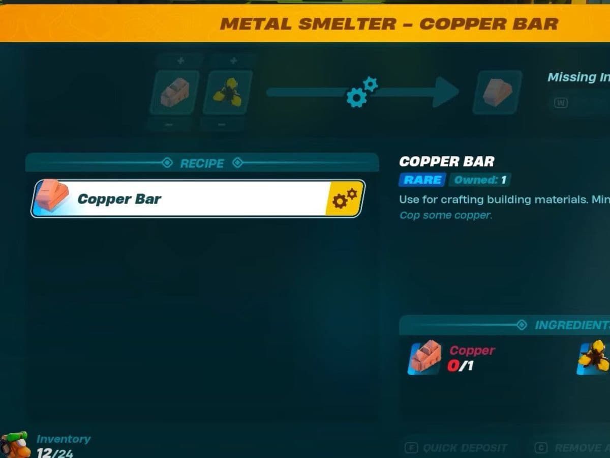How to get copper bars in LEGO Fortnite