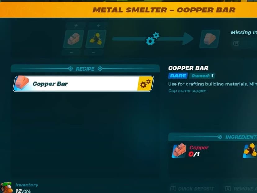 How to get copper bars in LEGO Fortnite