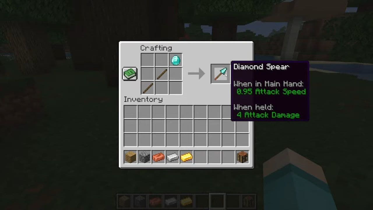 Minecraft Spear recipe: Crafting, enchantments, how to dash & more