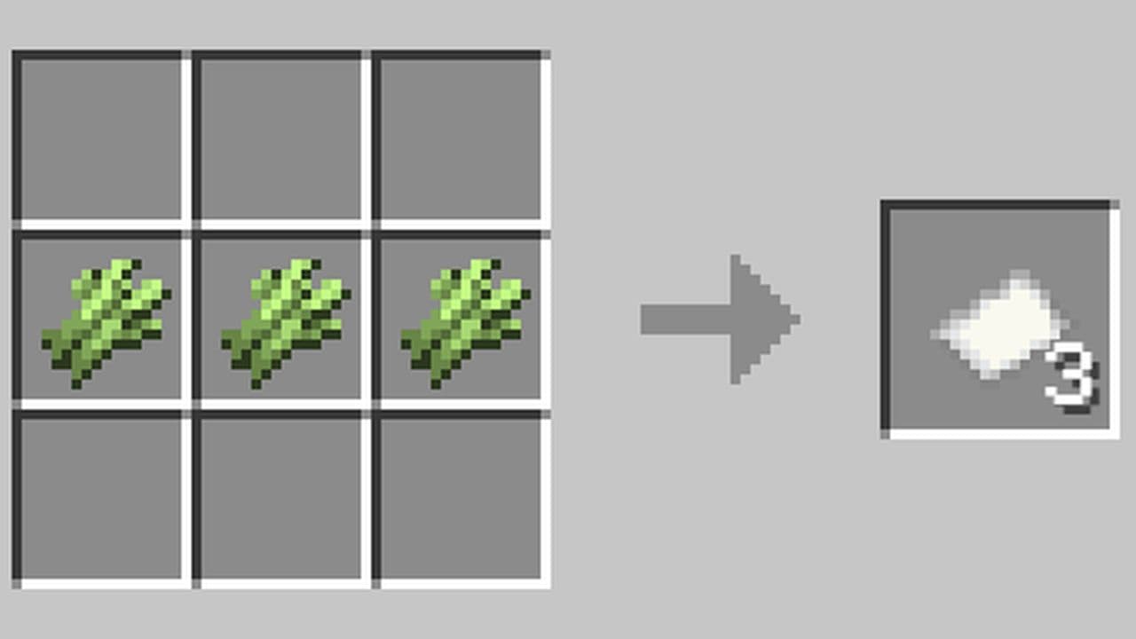 Minecraft paper recipe in 4 steps