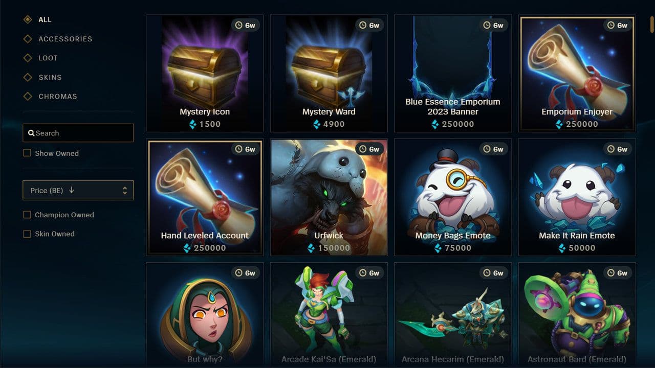 Complete guide to LoL Essence Emporium: Hand leveled accounts, Emporium ...