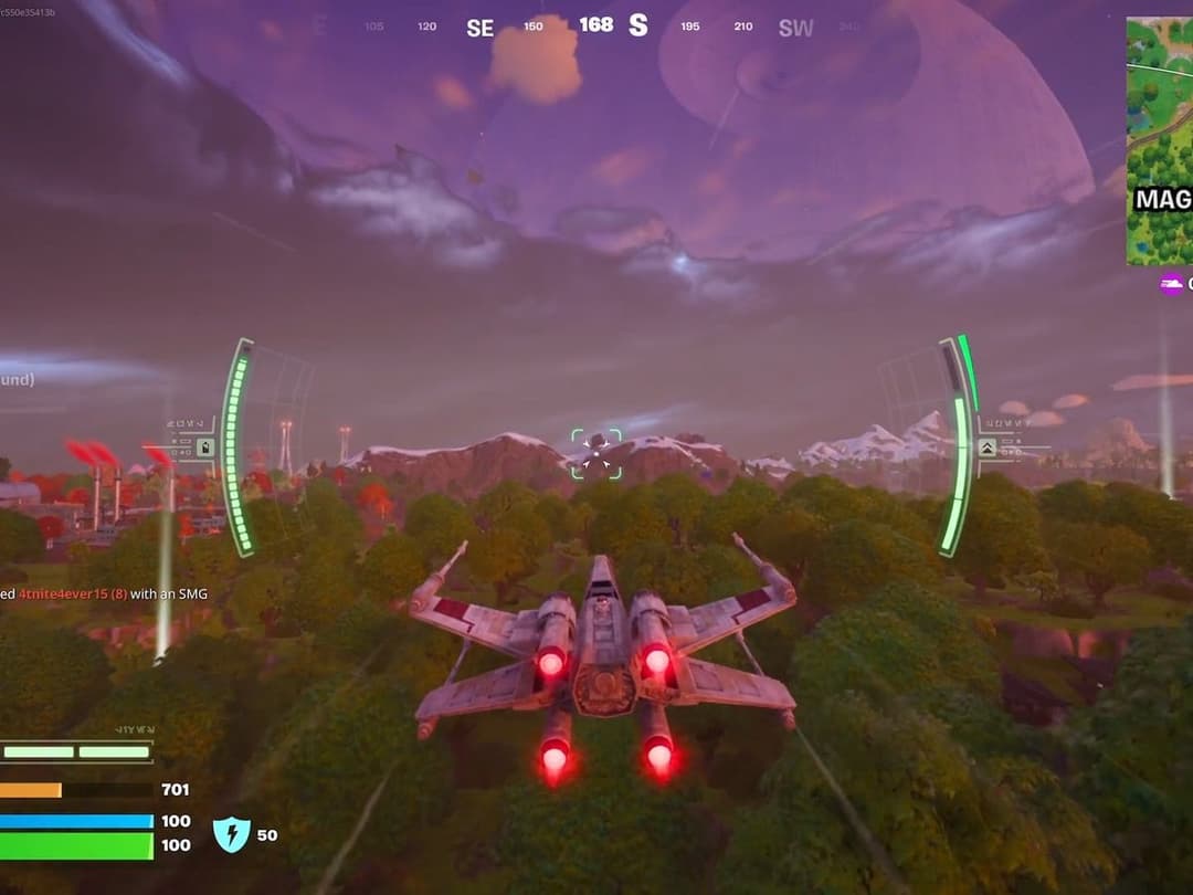 Fortnite X-Wing locations and use in Chapter 6 Season 3 (+Tie Fighters)