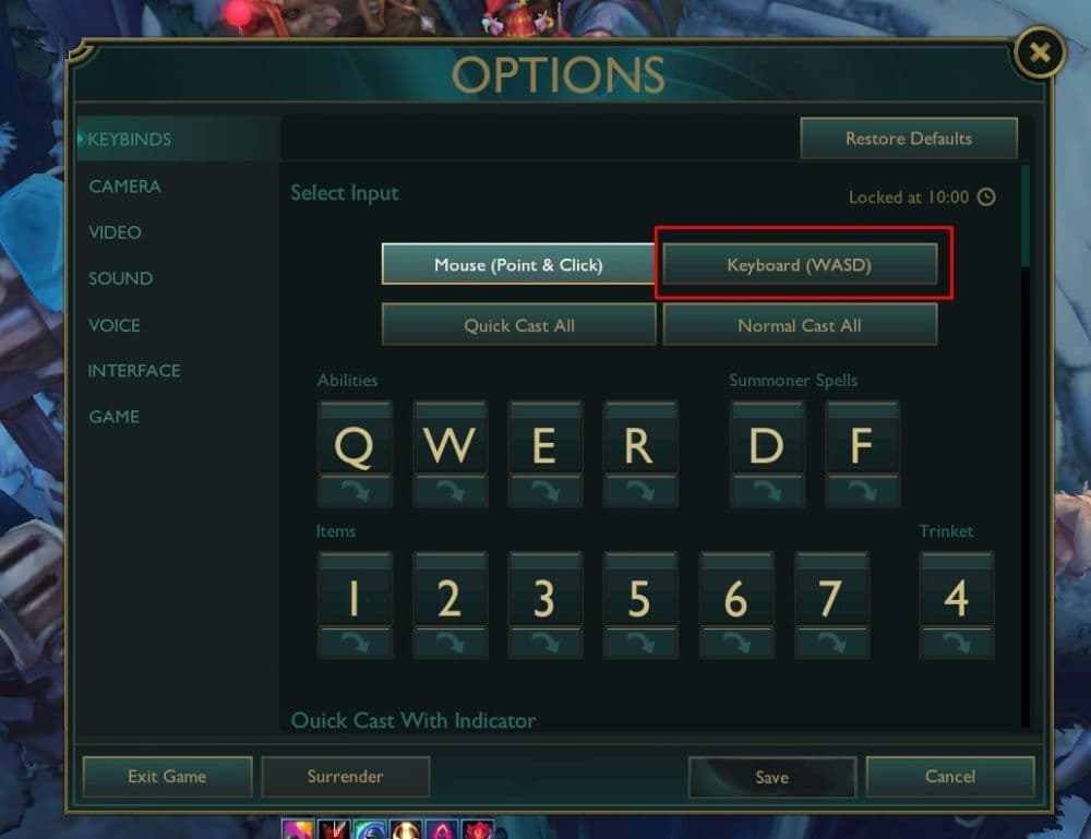 How to turn on LoL WASD controls and play League of Legends with keyboard