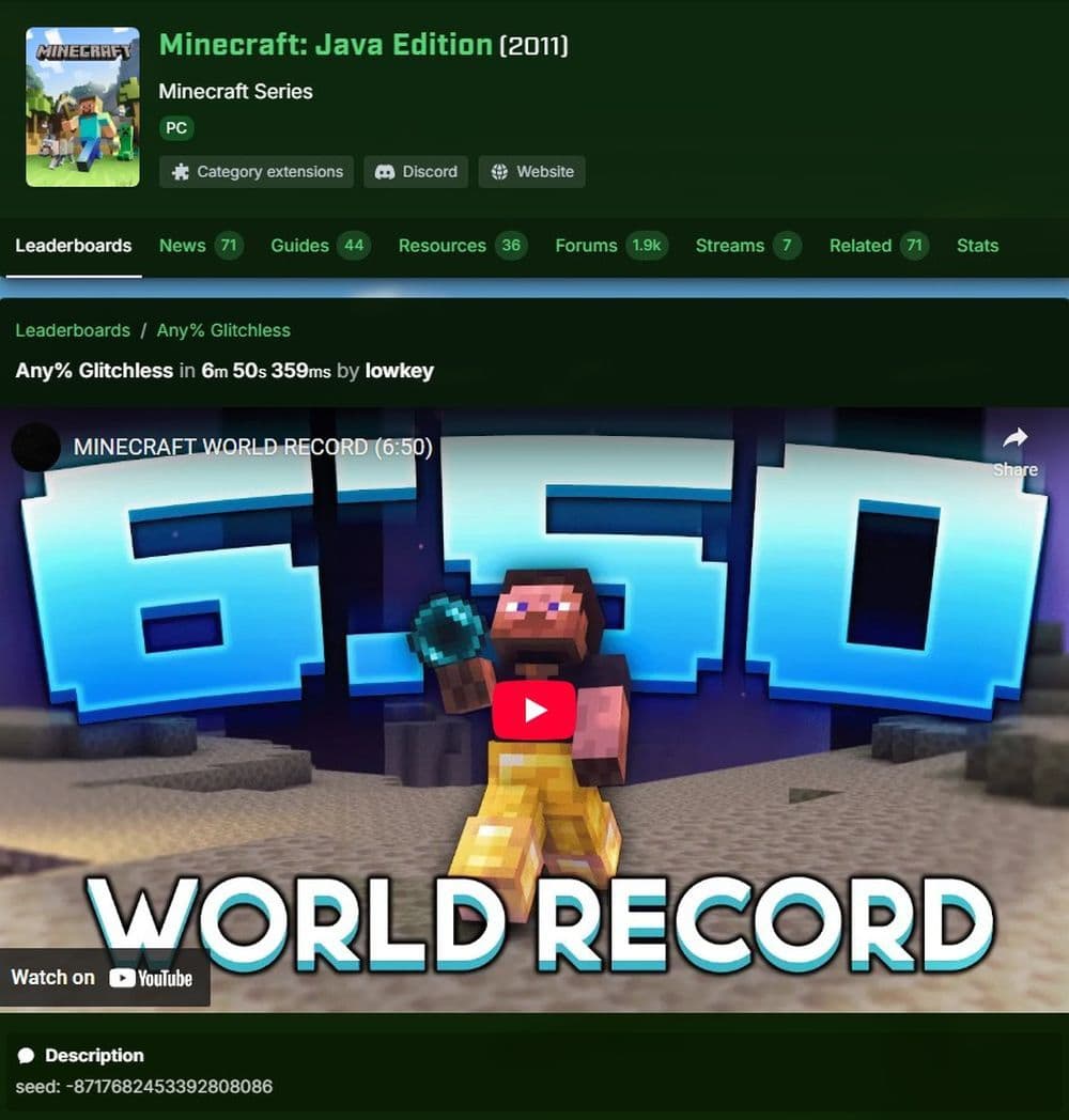 Minecraft Speedrunning Categories: Comparing Random Seed Glitchless and Set Seed Glitchless ...