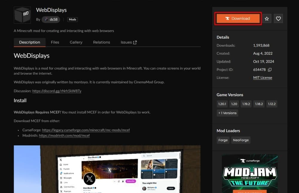 What is Minecraft WebDisplays mod and how to play it?